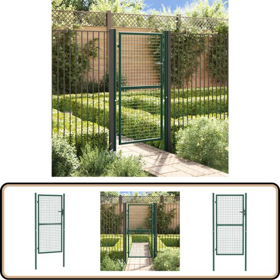 vidaXL Poort - 100x175 cm - Groen - Staal Tuinpoort - Staal Poort ...