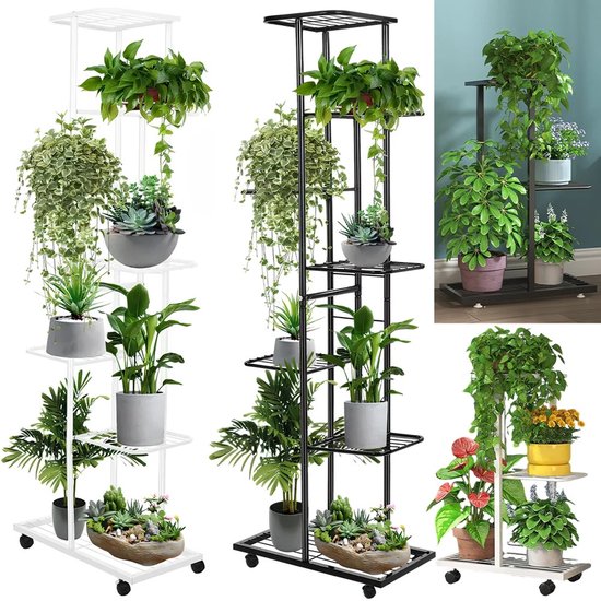 MzShop - Plantenstandaard - Plantenzuil - Binnen en Buiten - Plantenrek - Zwart | bol