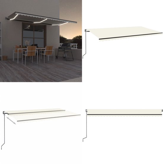 vidaXL Luifel automatisch met LED en windsensor 600x350 cm crèmekleur ...