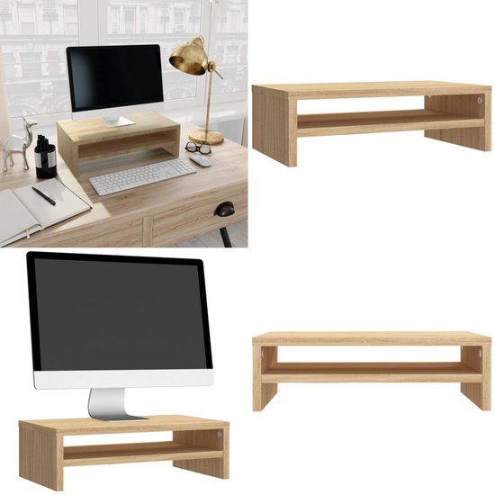 vidaXL Monitorstandaard 42x24x13 cm bewerkt hout sonoma eikenkleurig ...
