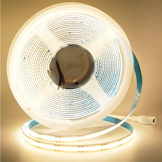 10m Dimbare Warm Wit COB LED Strip - Hoge Dichtheid 320LEDs/m voor ...