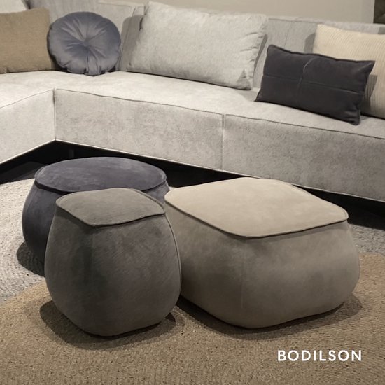 Bodilson Poef Riga - Zachte design poef - Grijs - 60x46x34cm | bol.com