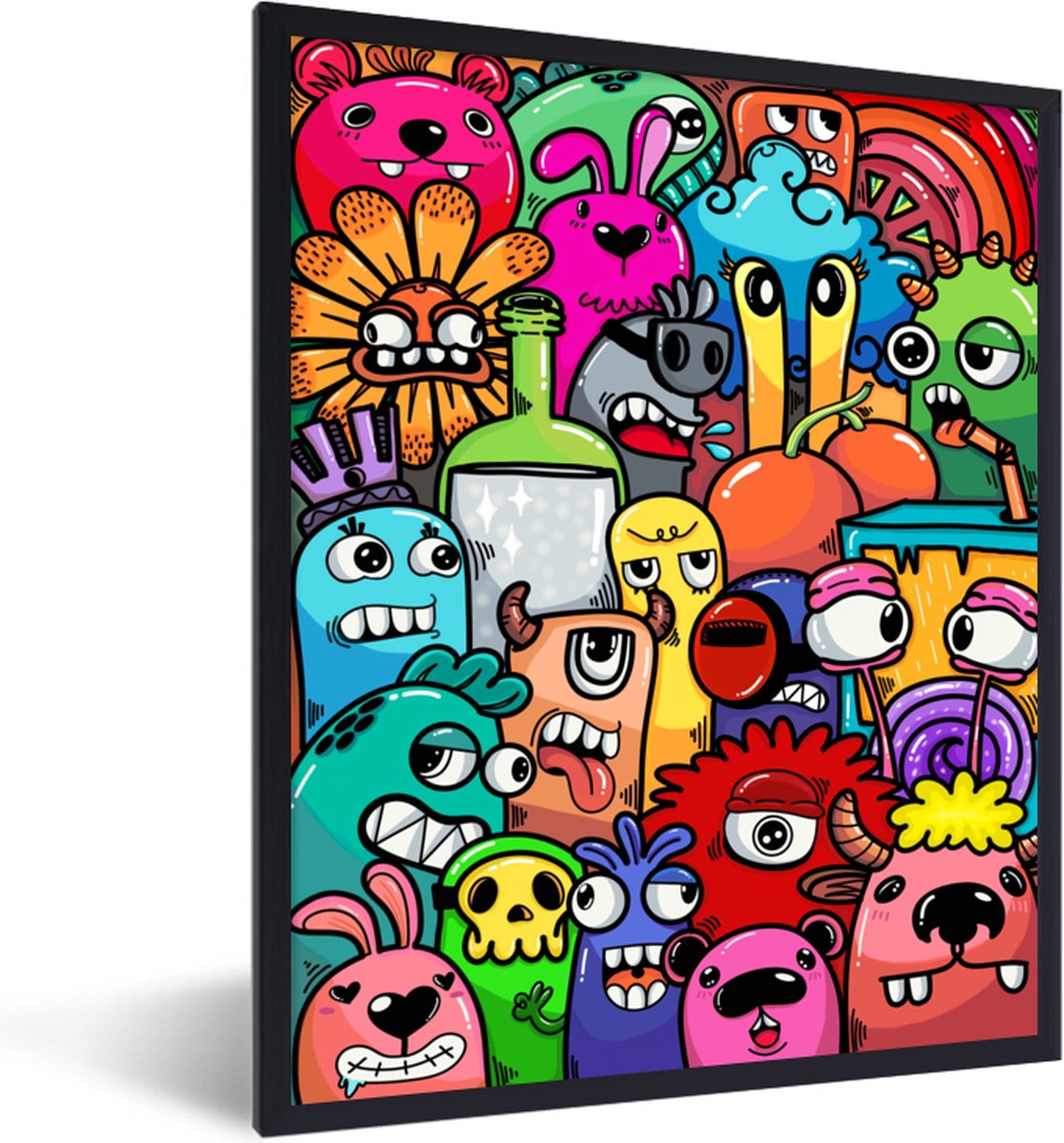 Cadre photo avec affiche - Design - Arc-en-ciel - Animaux - Monstres ...