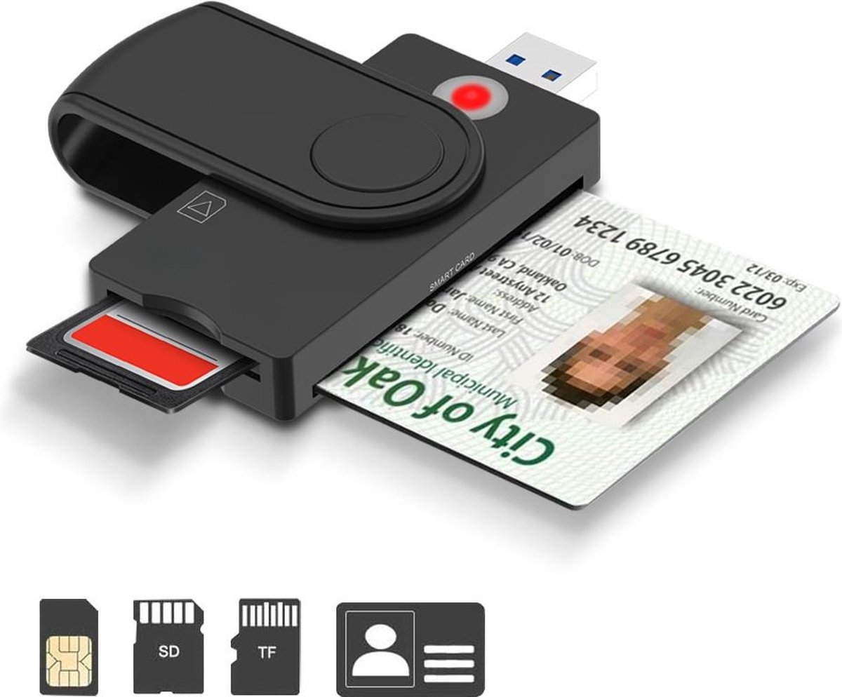 USB eID kaartlezer - Multifunctioneel - Zwart | bol.com