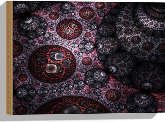 Hout - Patroon van Bruine, Rode en Paarse Figuren - 40x30 cm - 9 mm dik ...