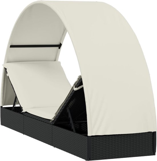 Furniture Limited - Ligbed met rond dak 211x57x140 cm poly rattan zwart ...