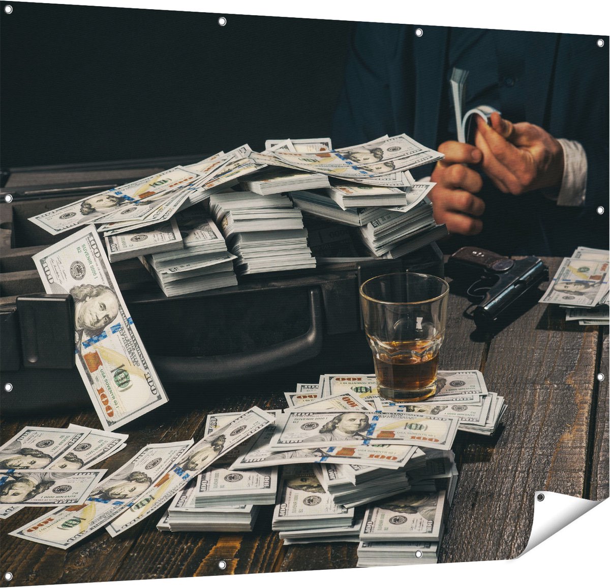 Gards Tuinposter Dollar Geld Briefjes op Tafel van de Maffia - 150x120 ...