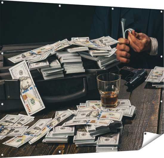 Gards Tuinposter Dollar Geld Briefjes op Tafel van de Maffia - 150x120 ...