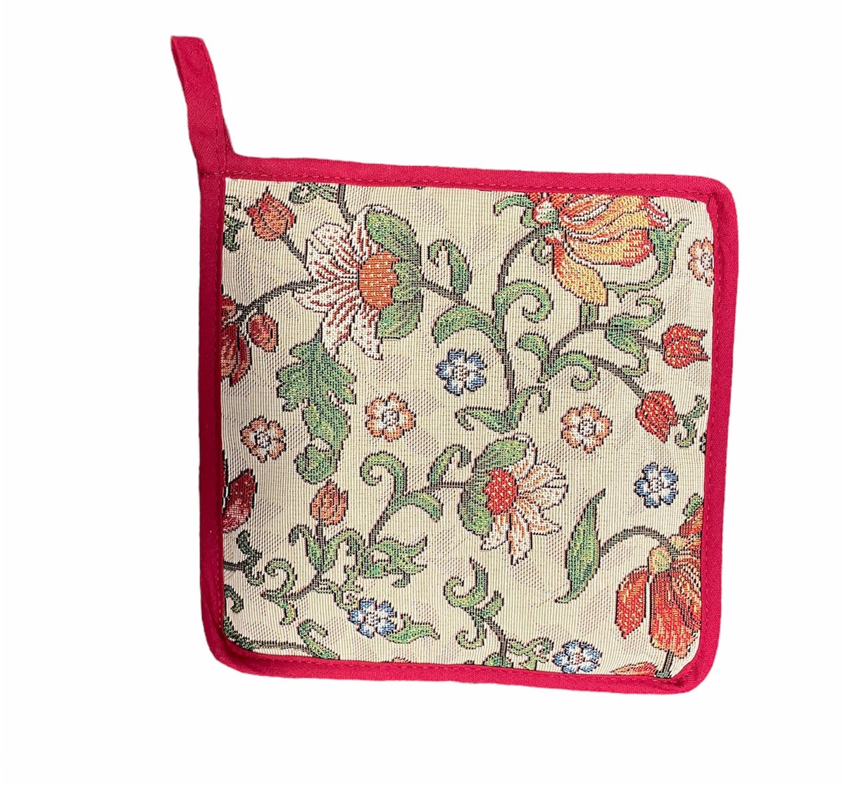 pannenlap - luxe gobelinstof - Maggie - Rood en Oranje - Bloemen - 20 x ...