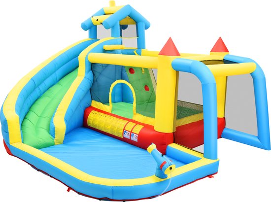 Merax Opblaasbaar Springkussen 5-in-1 – Multicolor – Springkasteel met ...