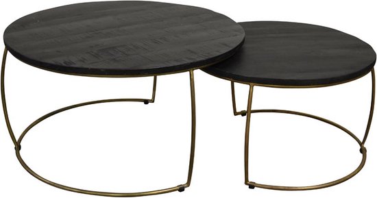 Livingfurn Salontafel - Brix Emma Black/Brass Set of 2 | bol