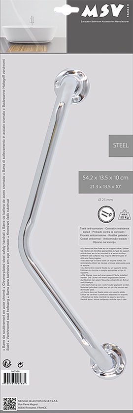 MSV Badkamer/douche wand/muur hoekbeugel handgreep - rvs metaal ...