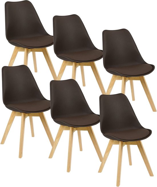 Set Van 6 Eetkamerstoelen Keukenstoel Design Stoel Kunstleer Hout Bruin ...