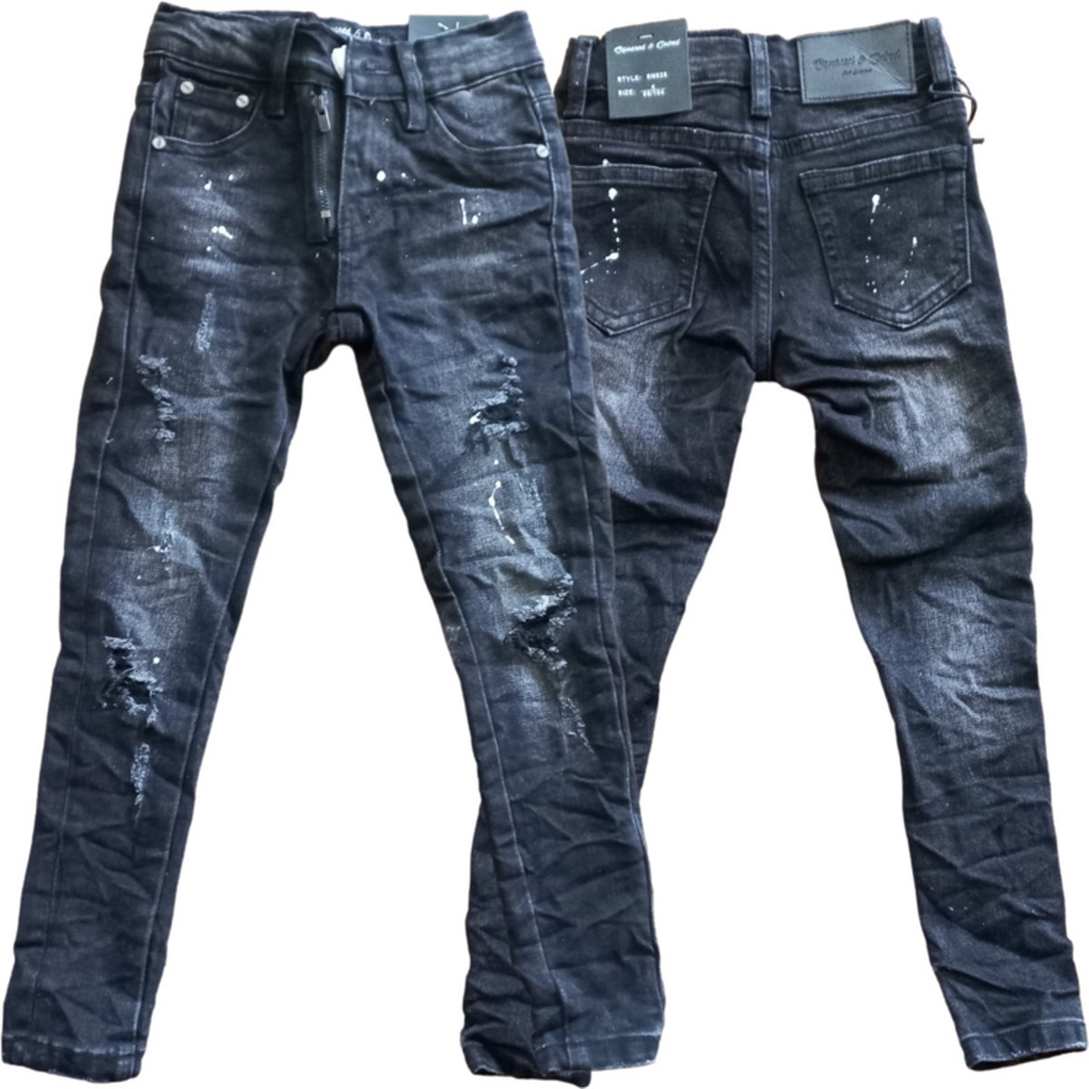 Zwarte jeans met spetters SN828 -s&C-110/116-spijkerbroek jongens | bol.com
