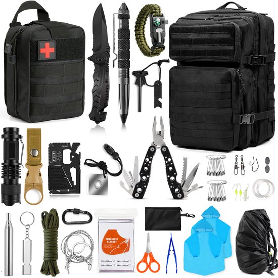 RHYTHMFLAME Outdoor Survival Kit - Tactische Rugzak - Survival Armband ...