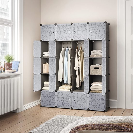Ruimtebesparende Modulaire Kledingkast met 20 Kubussen - Draagbare ...