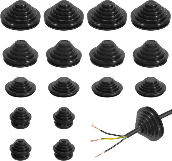 Kabeldoorvoer - waterdichte rubberen sluitringen - 70 stuks - zwart | bol