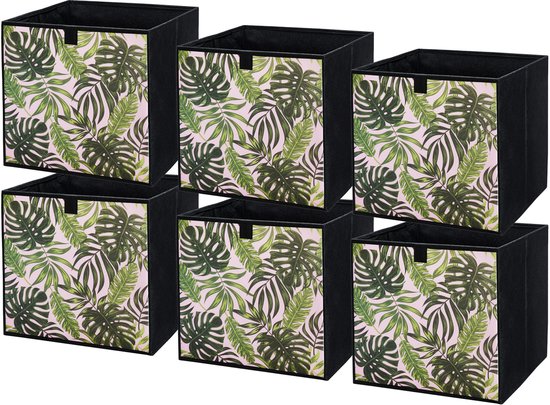 LAVITA® Opbergmand Textiel - 31x31x31 Bladeren 6 Stuks - Opbergbox Kast ...