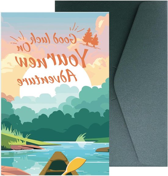 24x18cm Good Luck On New Adventure Kaart met Envelop - Afscheidskaart ...