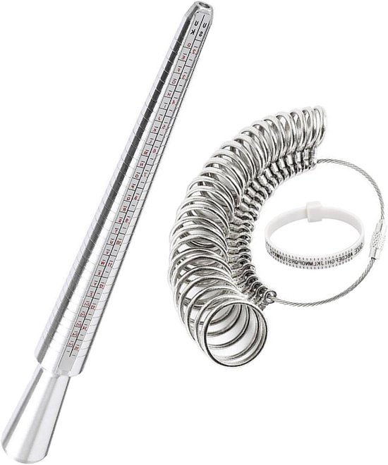Ringmaatmeter 3-delig - Maat meten UK A-Z - Ring meetgereedschap met ...