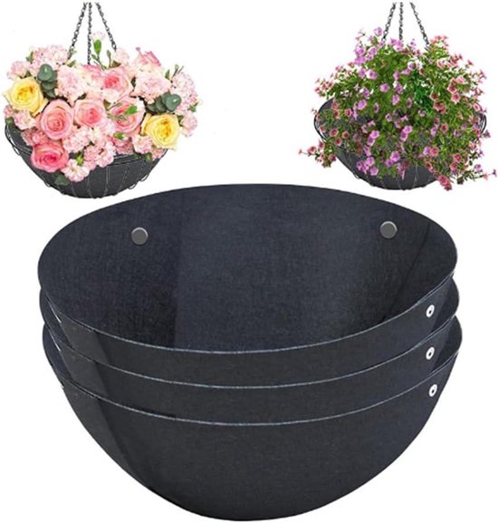 Round Fabric Flower Baskets - Set of 4, 16 Inch - Hanging Plants ...