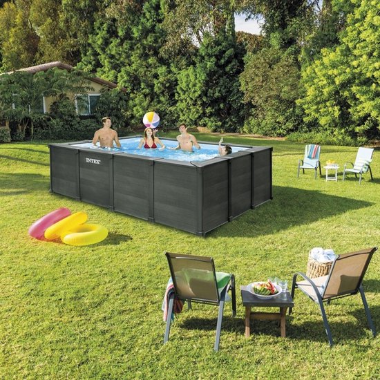 Graphite Gray Panel Rectangular Pool Set 4M x 3M x 1.24M - Afmetingen ...