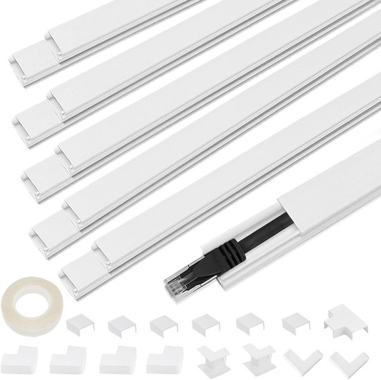 Pack of 10 Self Adhesive Mini Cable Tray White 40 cm x 10 Pieces - 4 m ...