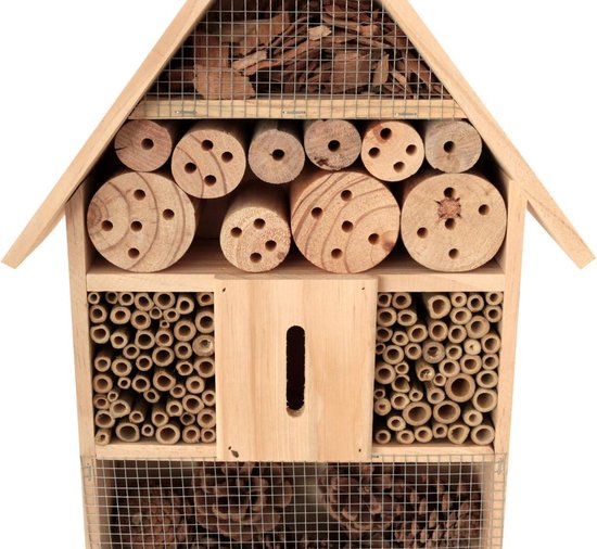 Wooden 50cm Natural/Nest Box Insect Hotel for Bees Butterflies Beetles ...