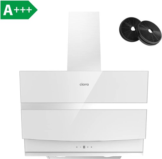 CIARRA CBCW6736N-OW 60cm Schuine Afzuigkap Wit / RVS - inclusief set koolstoffilters –... | bol