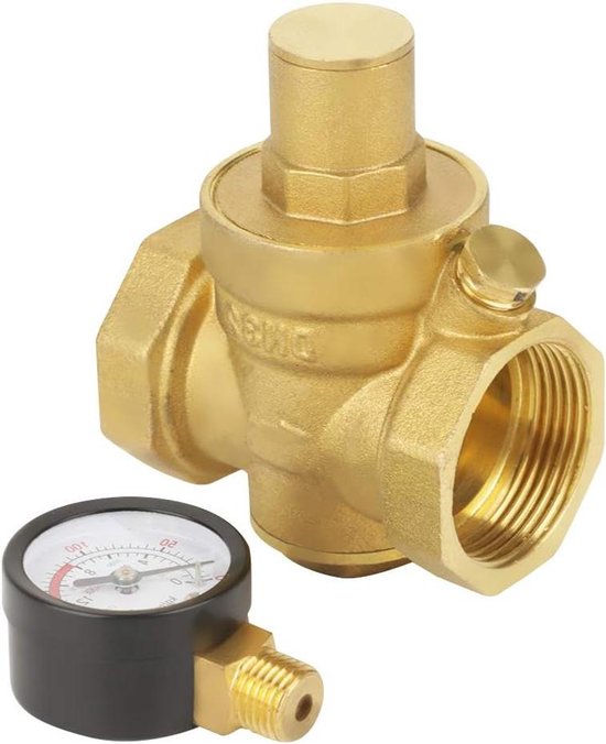 Messing Drukregelaar DN32 BSP met Instelbare Debietmeter - Waterdrukregelkit | bol