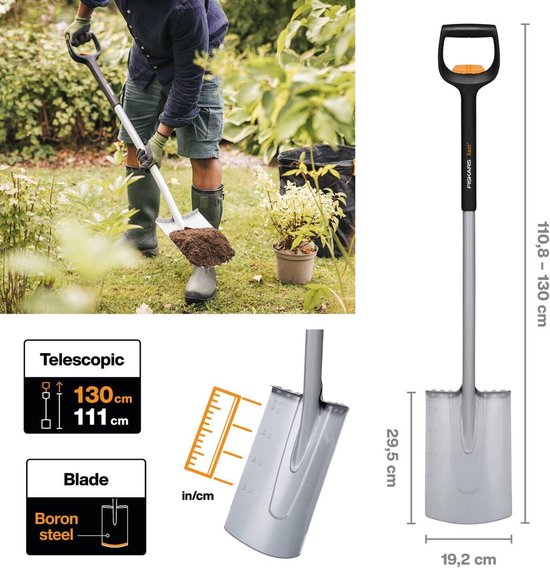 Telescopische spade voor zachte steenarme grond, lengte 111 - 130 cm ...