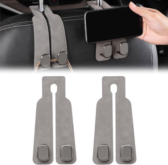 Nordivar - 2 stuks Auto Stoelrug Dubbele Haak Lederen Auto Stoel ...