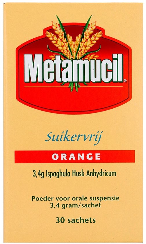 Metamucil Orange 3,4g Suikervrij - 1 x 30 sachets | bol