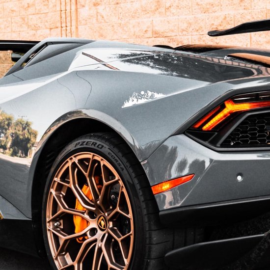 Car Sticker Mountain 14x3.8cm Tree Forest Mountains Sunrise Forest ...