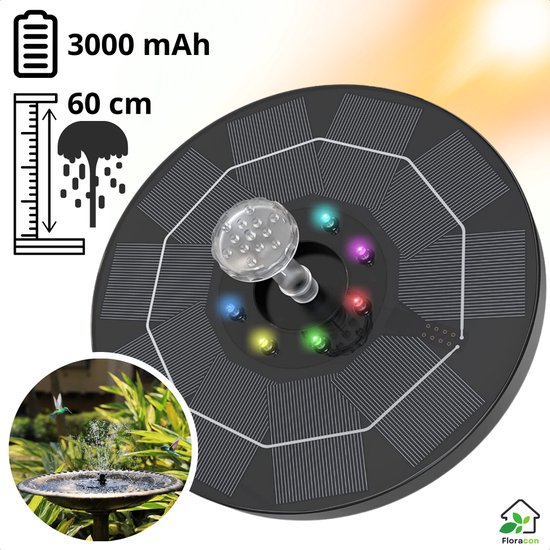 Floracon Fontein op Zonne Energie – Solar Fontein met Accu & LED ...