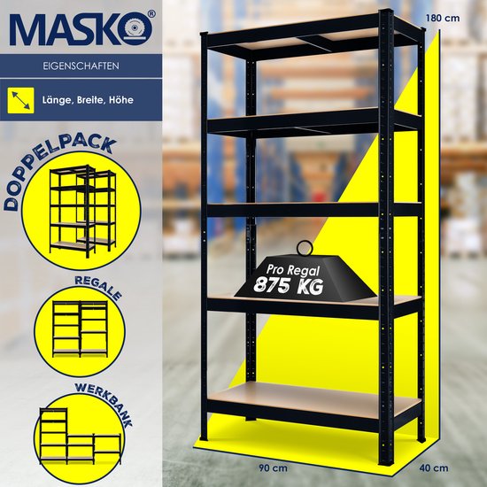 MASKO® Opbergrek / Stellingkasten / Magazijnstelling set van 2 ...