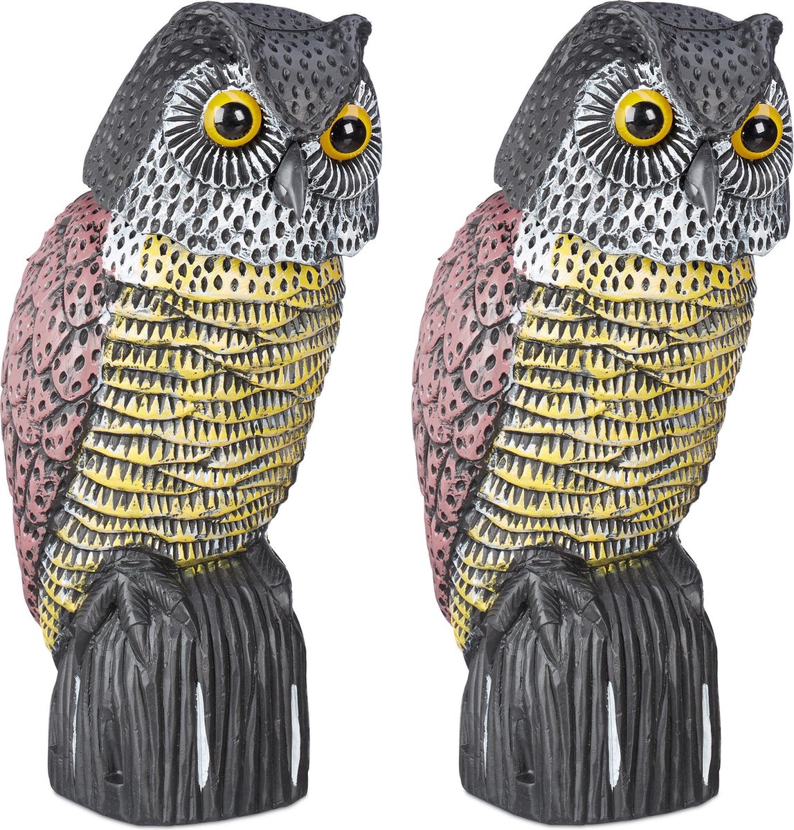 relaxdays 2 x épouvantail - répulsif pigeon - hibou - multicolore ...