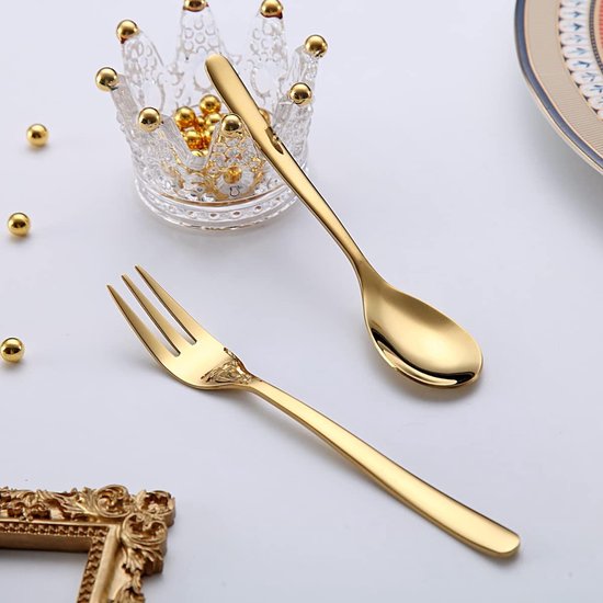 Gouden bestekset, 30-delig, stevig roestvrij staal, titanium bestek ...