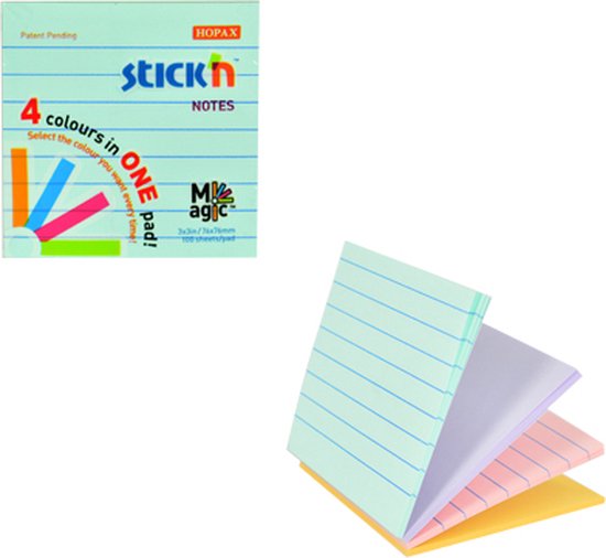Stick'n Magic Sticky Notes - 12 pack - 76x76mm - 4 Pastel Kleuren ...