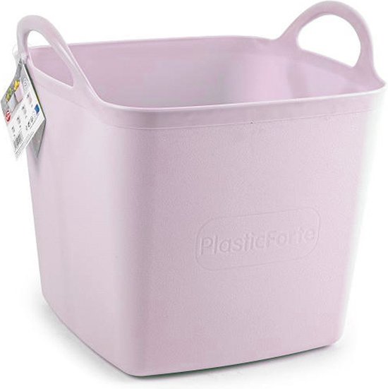 Plasticforte Kuip/emmer/wasmand - flexibel - roze - 27 liter - vierkant - kunststof -... | bol