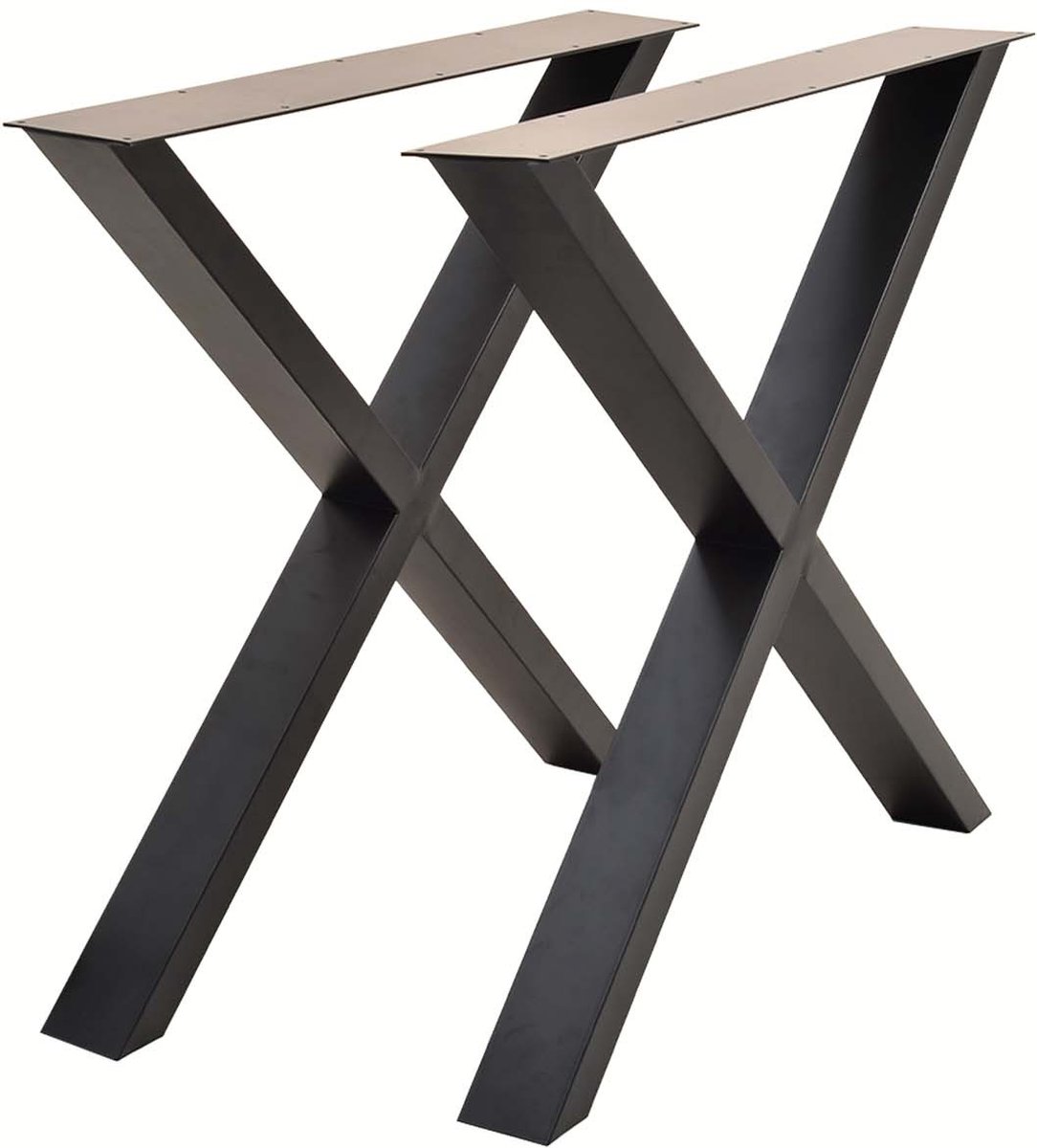 Set van 2 Stijlvolle X-Model Tafelpoten - Industriële zwart Staal - H x ...