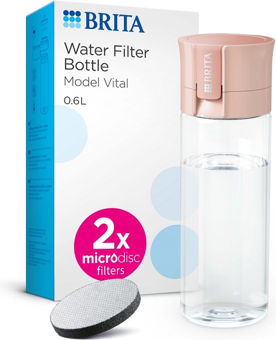 BRITA waterfilterfles Vital apricot (0,6l) - incl. 2 MicroDisc filters - BPA-vrije... | bol