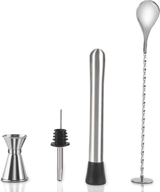 Cocktail stamper set met jigger en menglepel - bar gereedschap voor ...