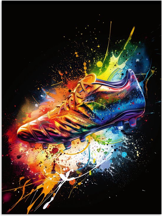 Poster 60x80 cm - Graffiti - Sport - Voetbal - Schoen - Verf - Posters - Wanddecoratie... | bol