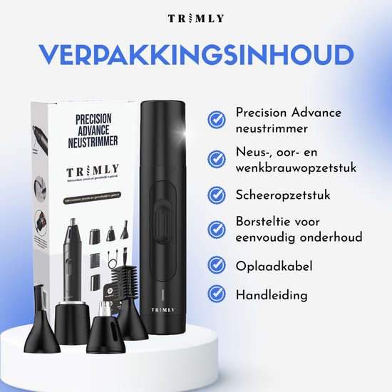 Trimly 4-in-1 Neustrimmer Mannen – Oplaadbaar – Wenkbrauwtrimmer ...