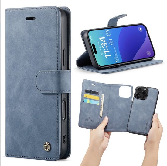 Casemania – iPhone 16 Pro – 2 in 1 – Bookcase - Grijs | bol