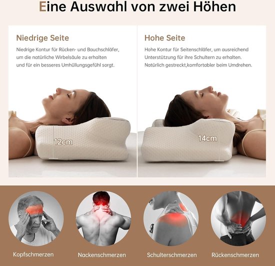 Ergonomisch traagschuim nekkussen voor nekpijn en snurken - grijs hoofdkussen nekklachten | bol