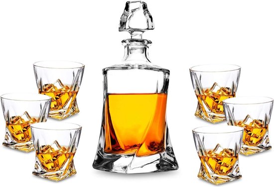 Whiskey Karaf Kristallen Whiskey Decanter 800 ml met 6x300 ml Whiskey ...