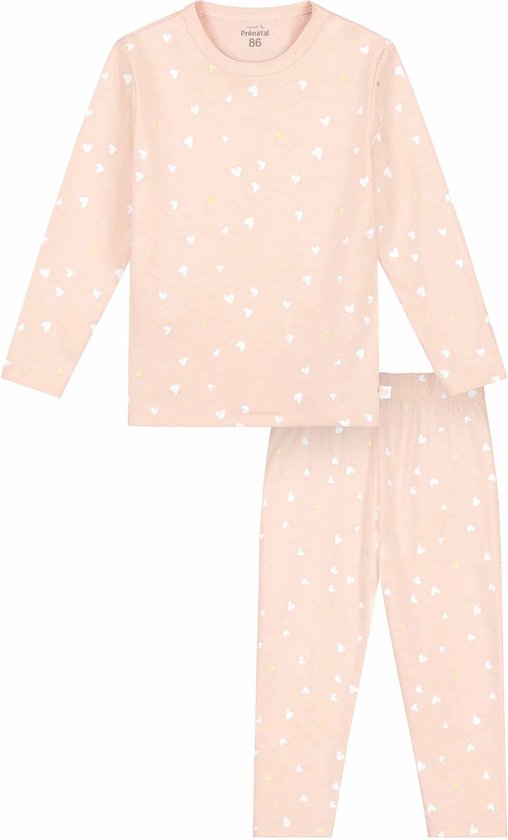 Prénatal peuter pyjama hartjes - Meisjes - Powder Pink - Maat 74 | bol