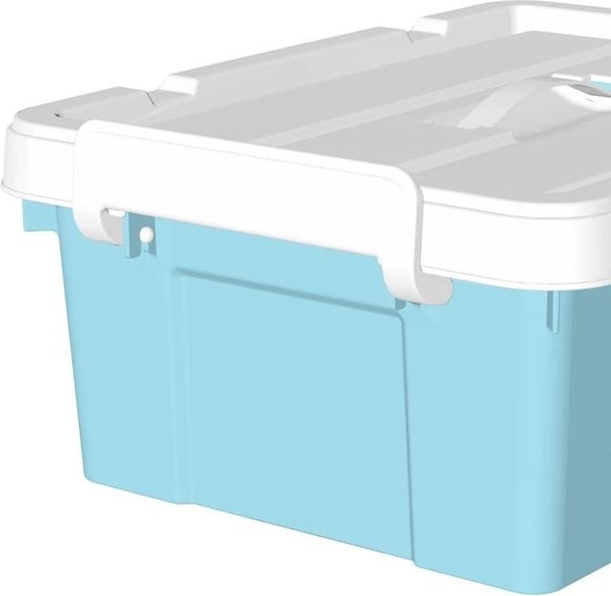 20L x 3 opbergdozen draag plastic opbergdoos met deksels - handvat en ...